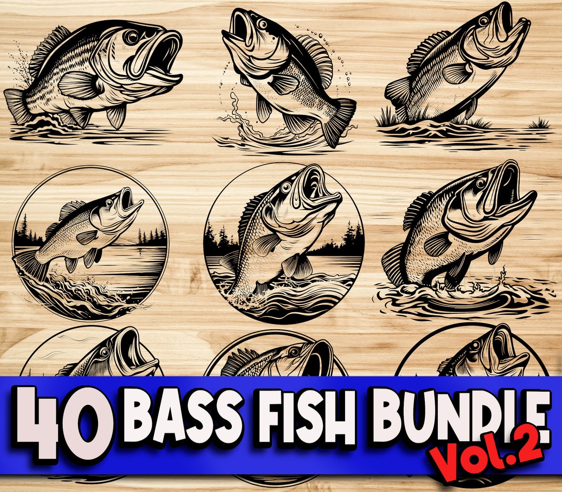 Bass Fish SVG Bundle for Laser Engraving | Fishing Clipart | Png Svg ...