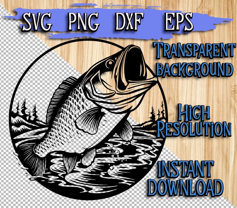 Fishing SVG Bass Fish Engraving Svg File Fishing Png Bundle Bass ...