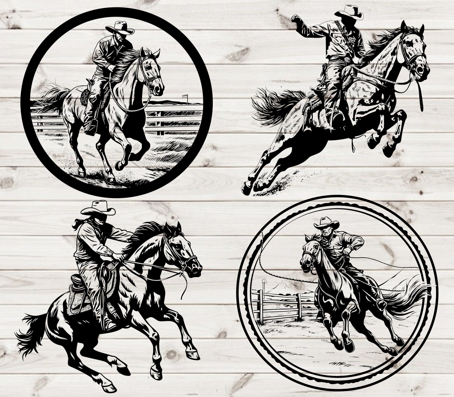 Rodeo Cowboy Svg Bundle Cowboy Laser Engraving DIY Western Art Vector ...