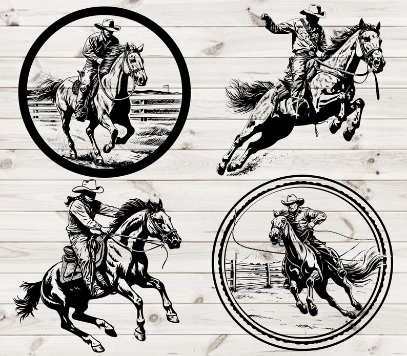 Rodeo Cowboy Svg Bundle Cowboy Laser Engraving DIY Western Art Vector ...