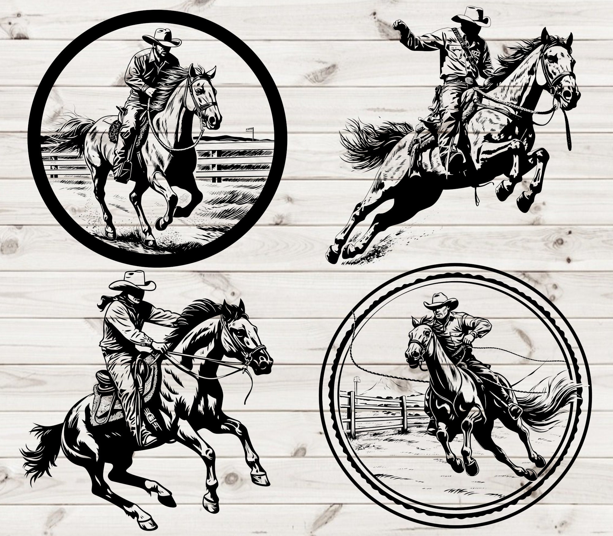 Rodeo Cowboy Svg Bundle Cowboy Laser Engraving DIY Western Art Vector ...