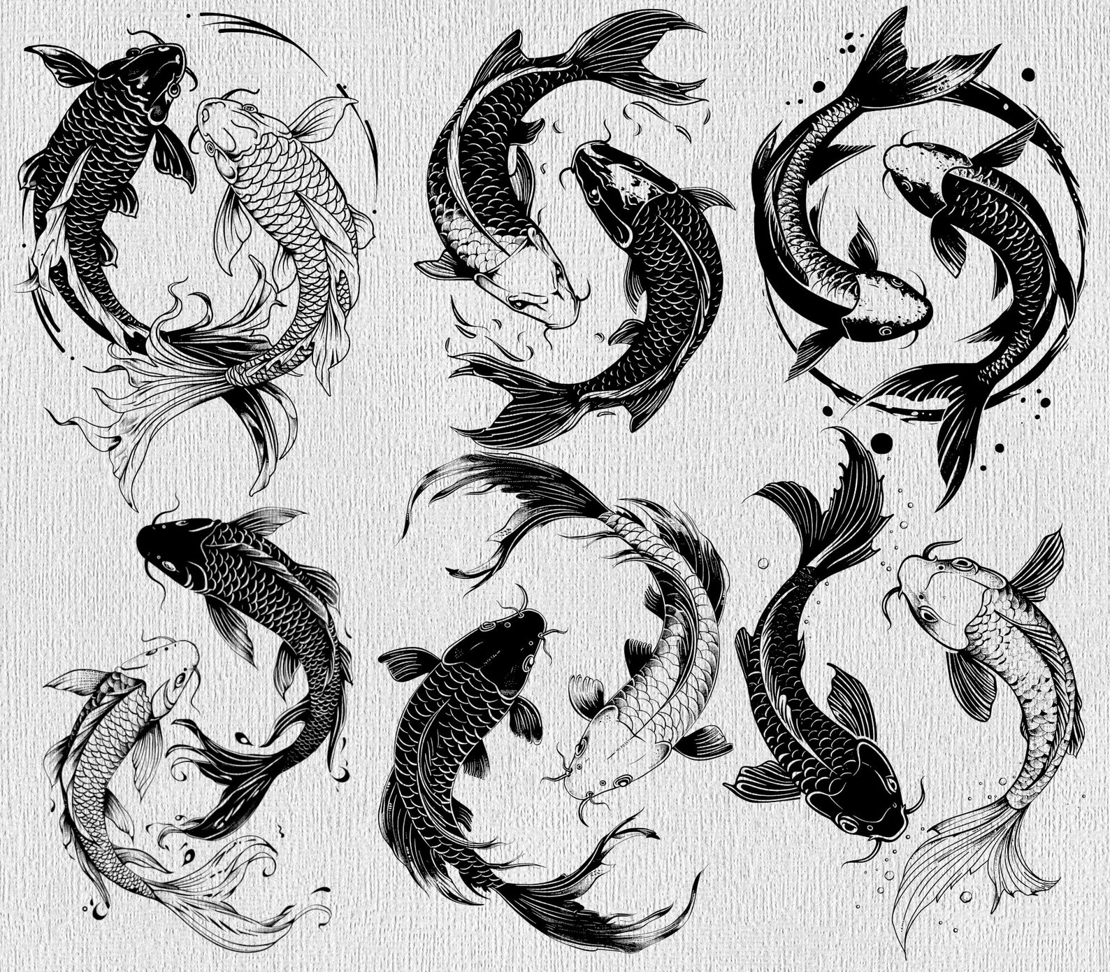 Koi Fish Svg Bundle Koi Fish Laser Engraving Exotic Fish Tattoo Carp ...
