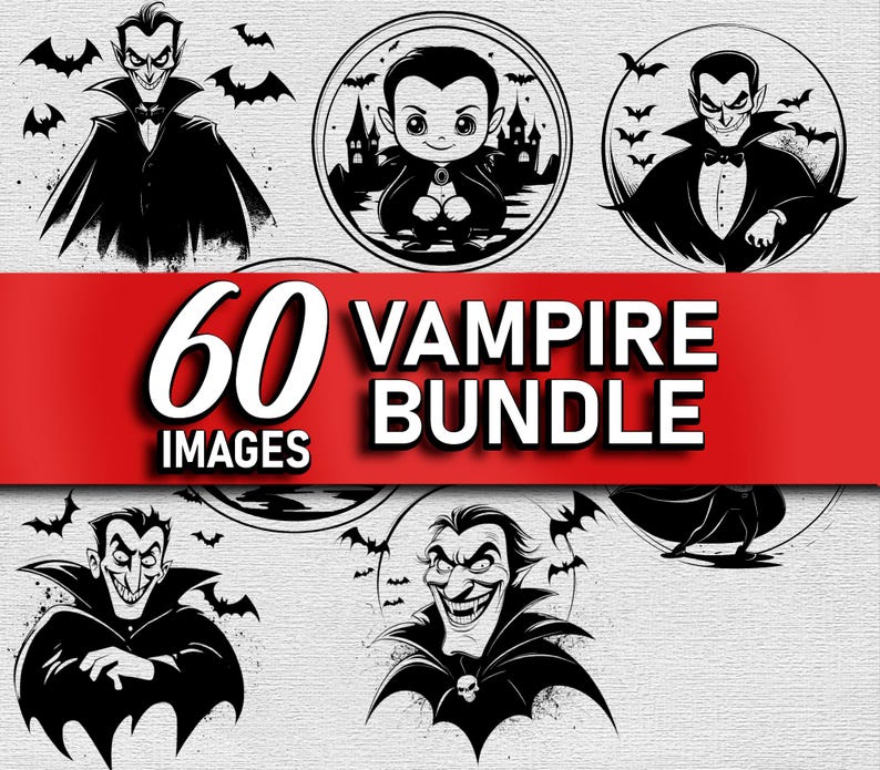 Spooky Vampire SVG Bundle: Dracula Halloween Clipart (digital Download ...