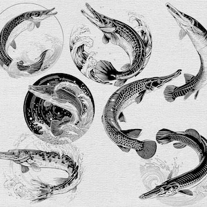 Alligator Gar SVG Bundle | Fishing Clipart Png DXF EPS | Wildlife ...