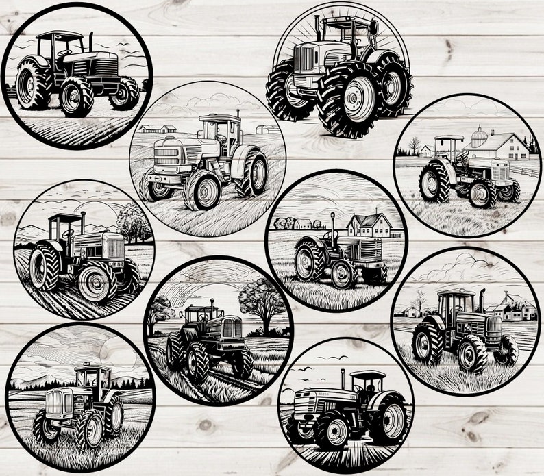 Tractor SVG Bundle Farm Equipment Logo PNG Agriculture Tractor ...