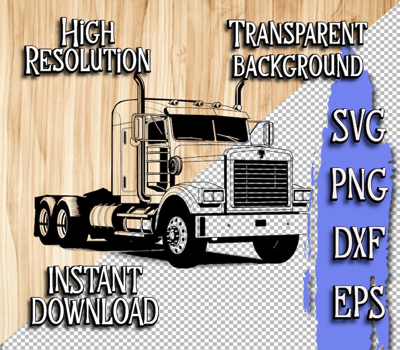 Semi Truck SVG Bundle: Trailer, Tractor, Big Rig Clipart (digital ...
