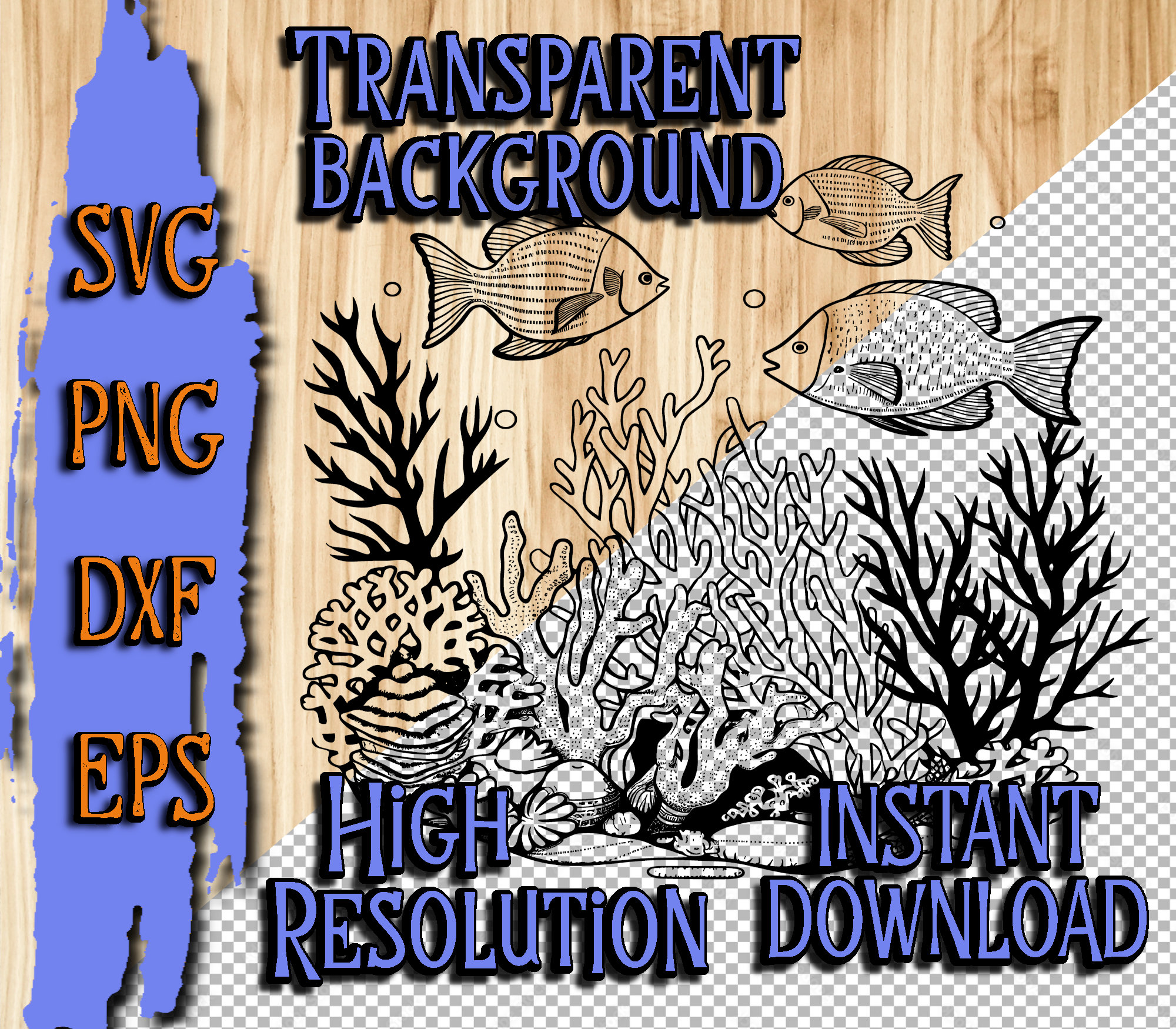 Coral SVG Bundle Coral Reef Clipart Vector Fish Decor Fish Png ...