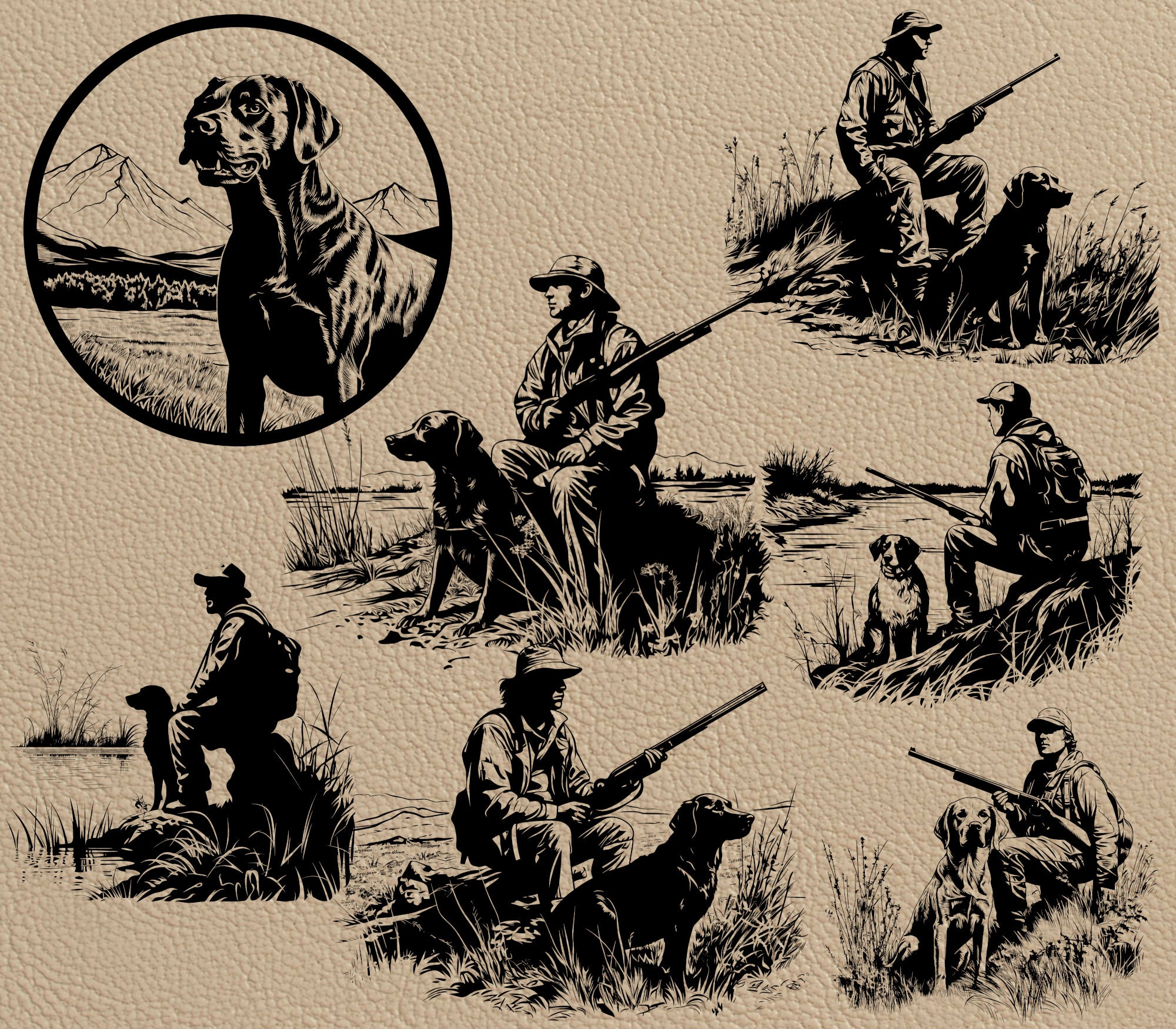 Hunting Dog Bundle SVG Hunter and Dog Logo Hunter and Dog Printable Dog ...