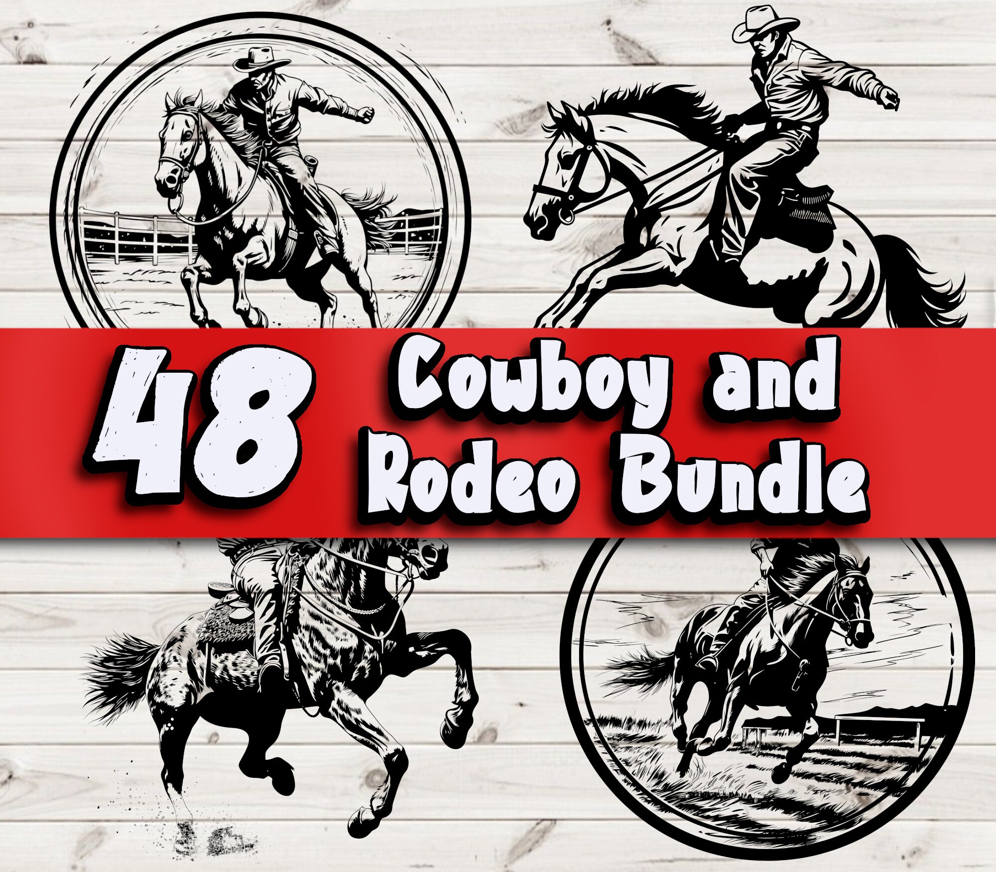 Rodeo Cowboy Svg Bundle Cowboy Laser Engraving DIY Western Art Vector ...