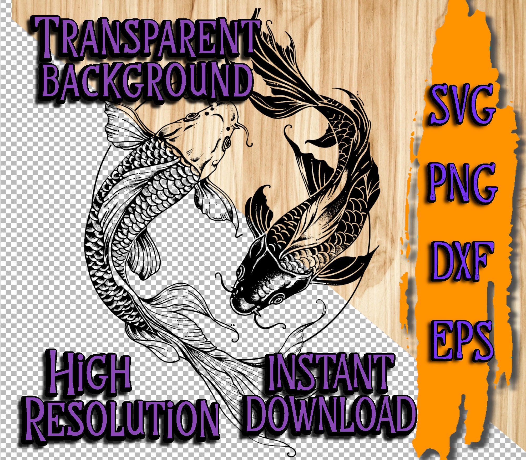 Koi Fish Svg Bundle Koi Fish Laser Engraving Exotic Fish Tattoo Carp ...