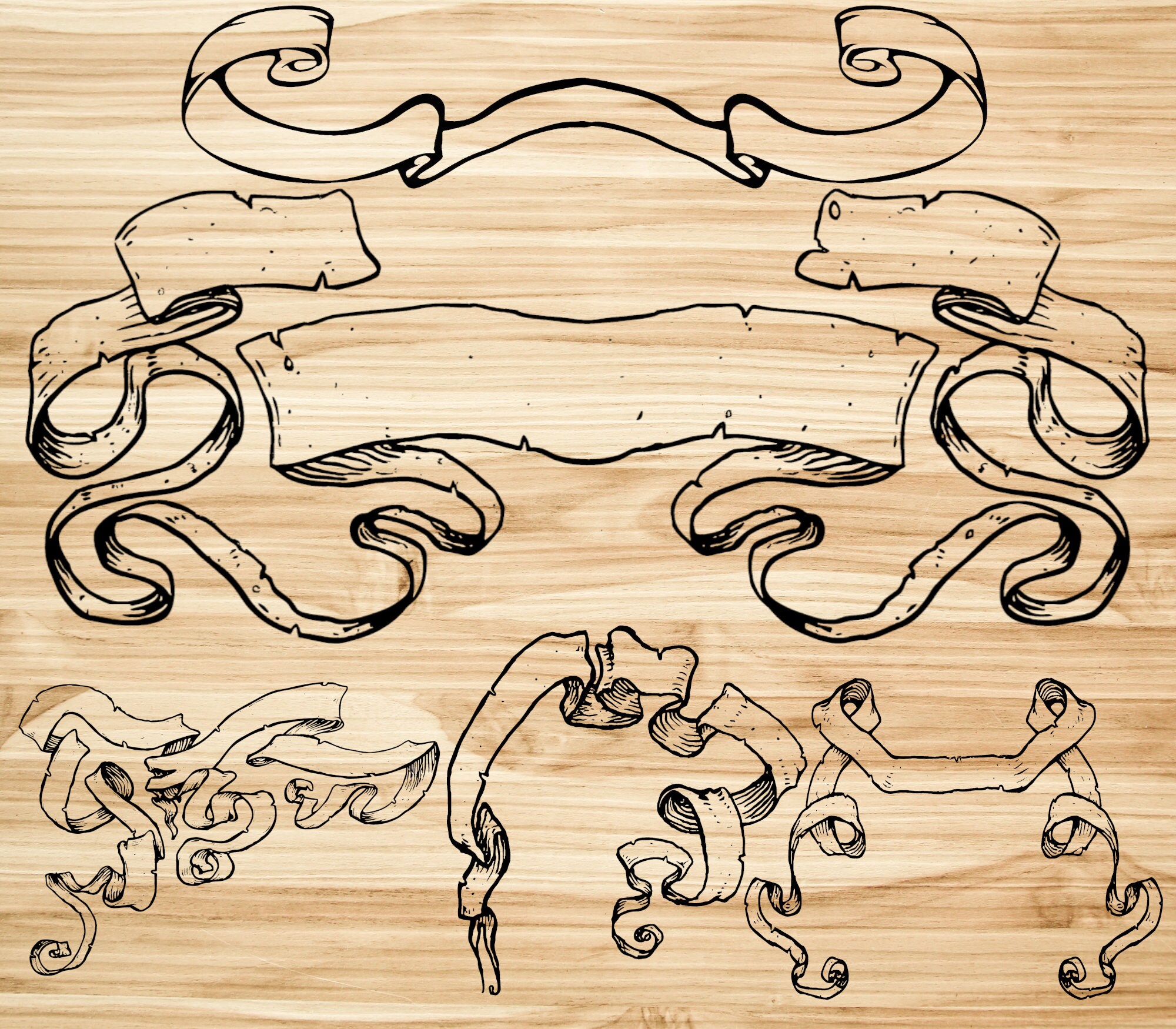 Ribbon SVG Bundle Vintage Ribbon Clipart Rustic Banner Tattoo Laser ...