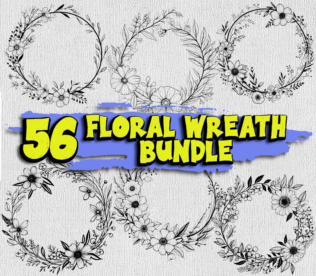 Monogram Flower Wreath Bundle Floral Wreath Vector Decal Botanical ...
