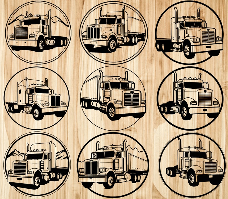 Semi Truck SVG Bundle Trailer Png Tractor Trailer Cut File DXF Semi ...