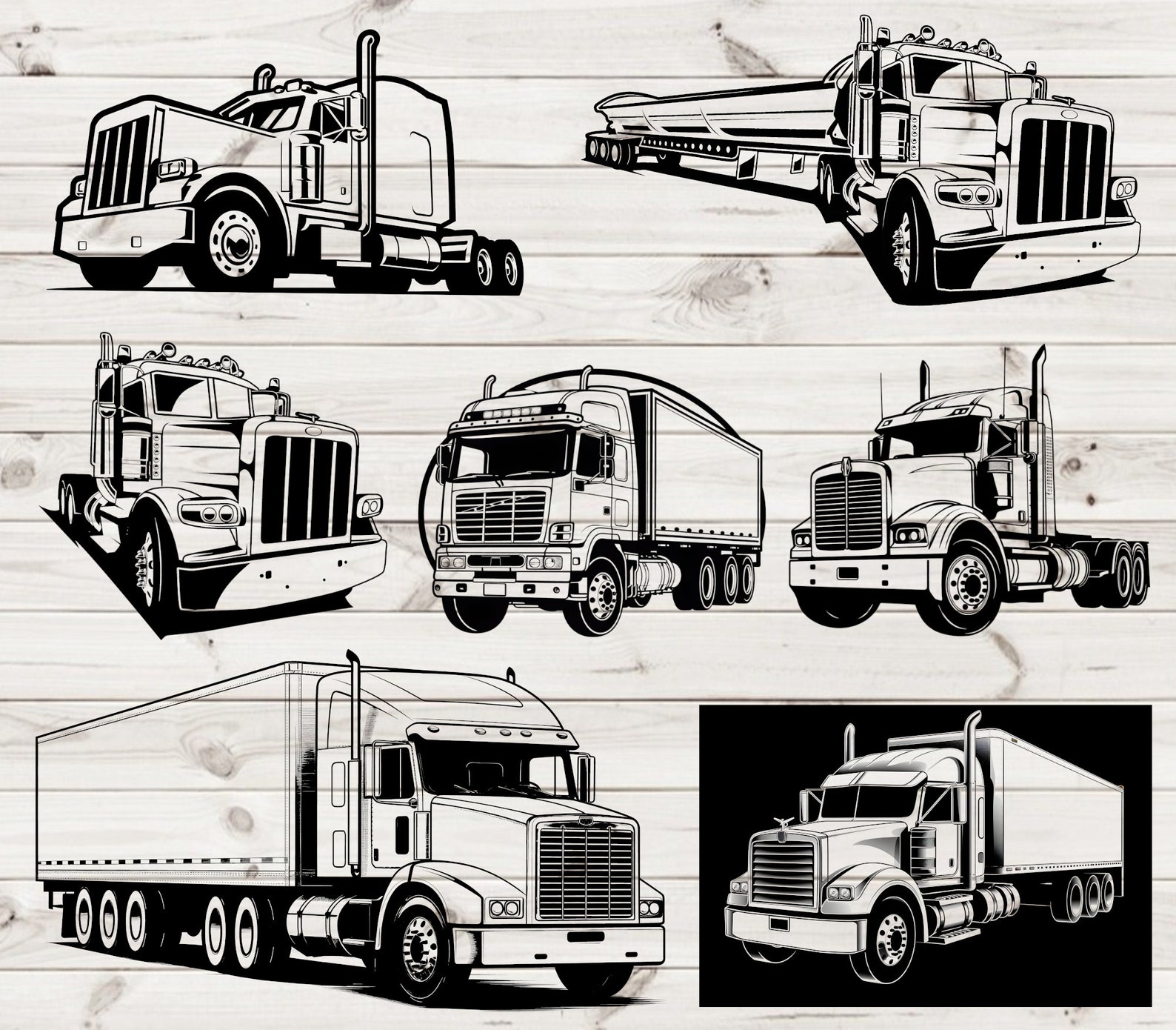 Semi Truck SVG Bundle Trailer Png Tractor Trailer Cut File DXF Semi ...