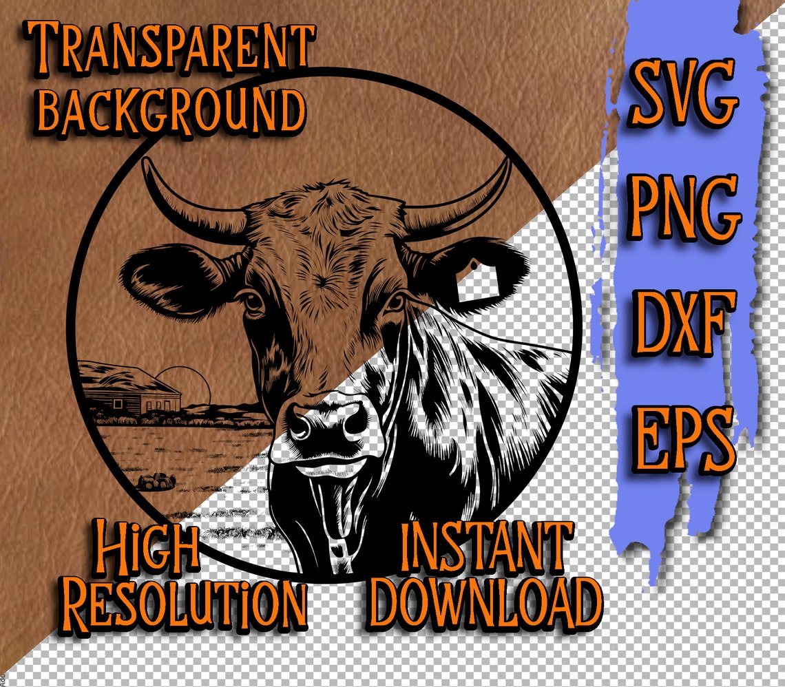 Bull Svg Cow Png Bovine Silhouette Svg Cattle Western Art Clipart ...