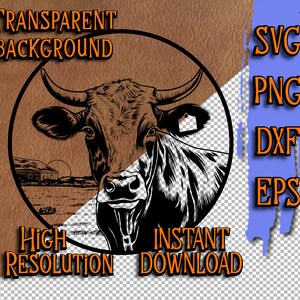 Bull Svg Cow Png Bovine Silhouette Svg Cattle Western Art Clipart ...