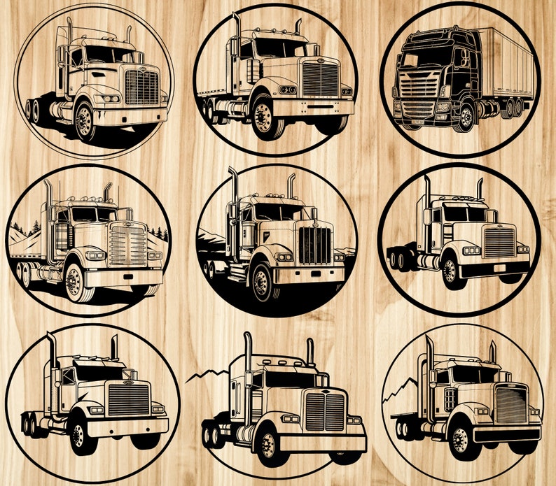 Semi Truck SVG Bundle Trailer Png Tractor Trailer Cut File DXF Semi ...