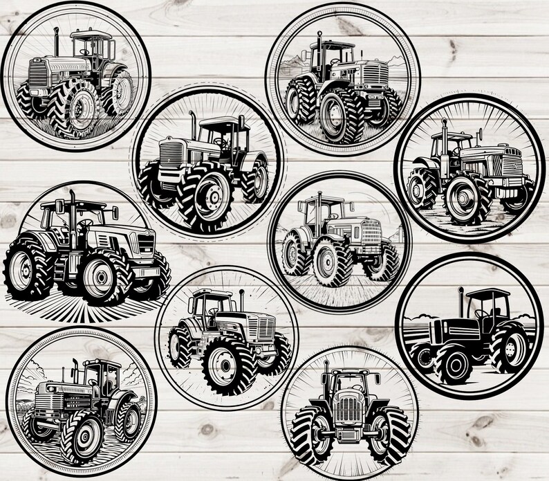 Tractor SVG Bundle Farm Equipment Logo PNG Agriculture Tractor ...