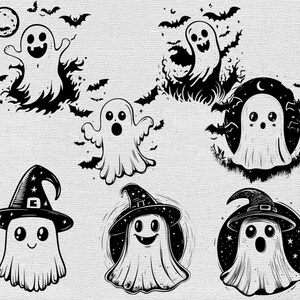 Cute Ghost Vector Bundle, Halloween Clipart (SVG, PNG, EPS) - Etsy