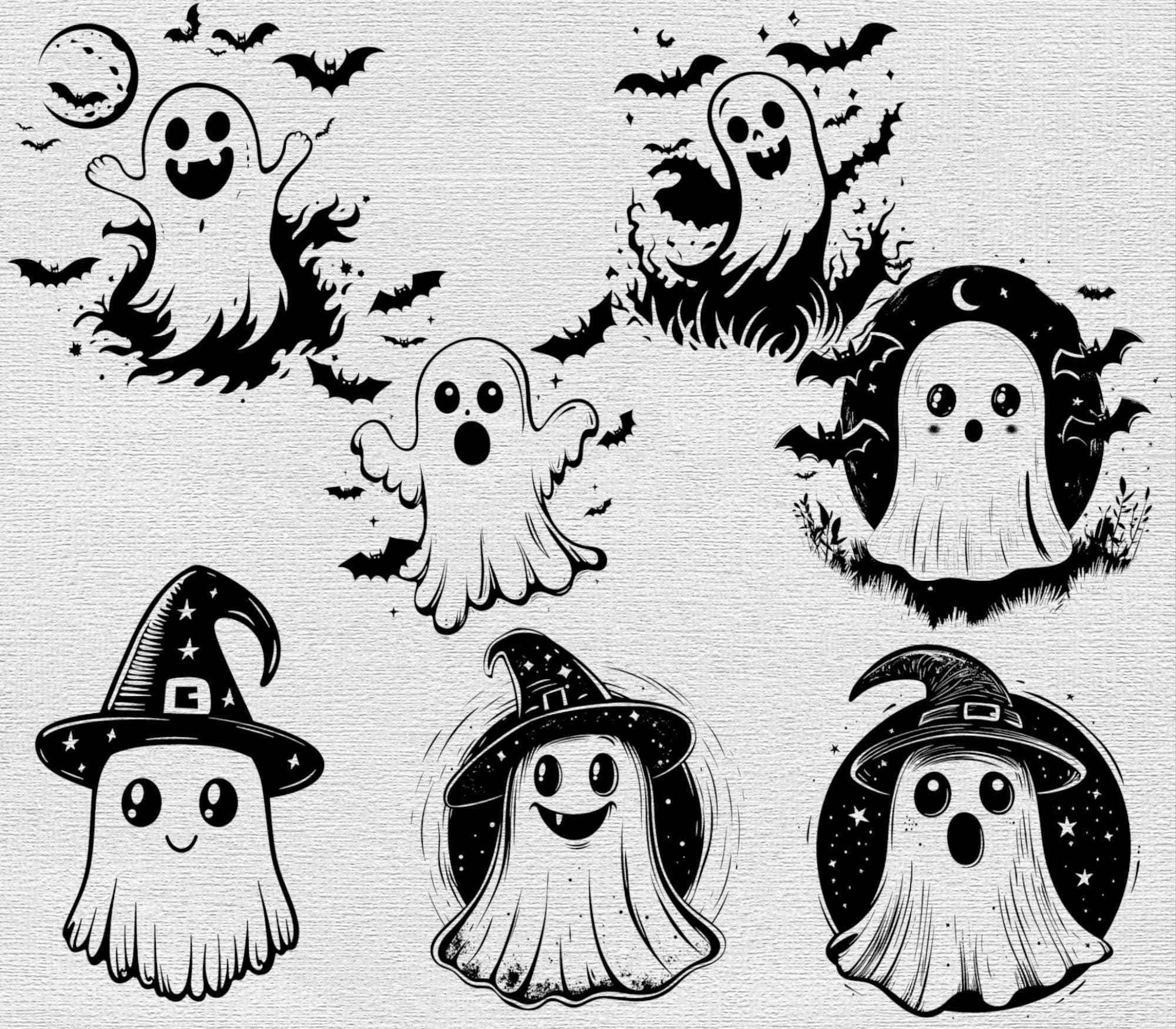 Cute Ghost Vector Bundle, Halloween Clipart (SVG, PNG, EPS) - Etsy