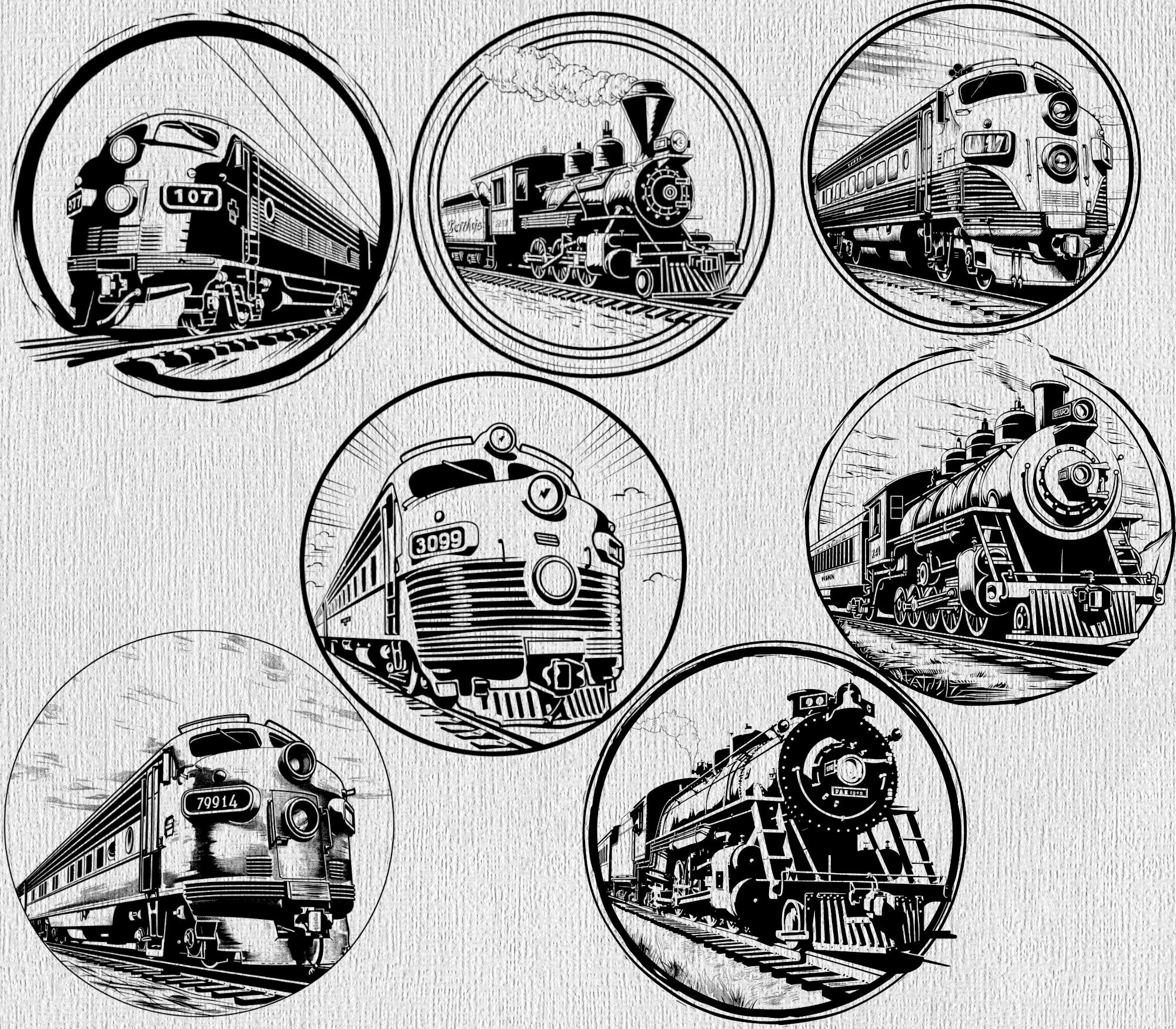 Train Svg Bundle Trolley Laser Engraving PNG Locomotive Decal Vector ...