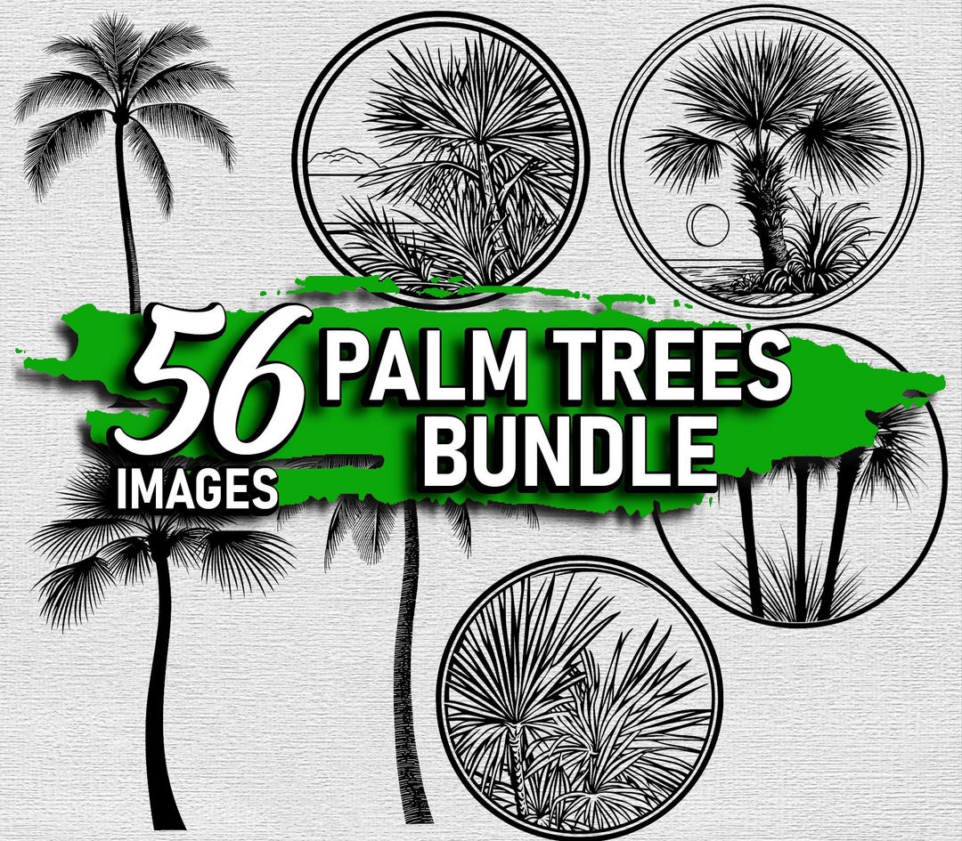 Palm Tree Bundle for Laser Engraving Beach Palm Tree Logo Paradise ...