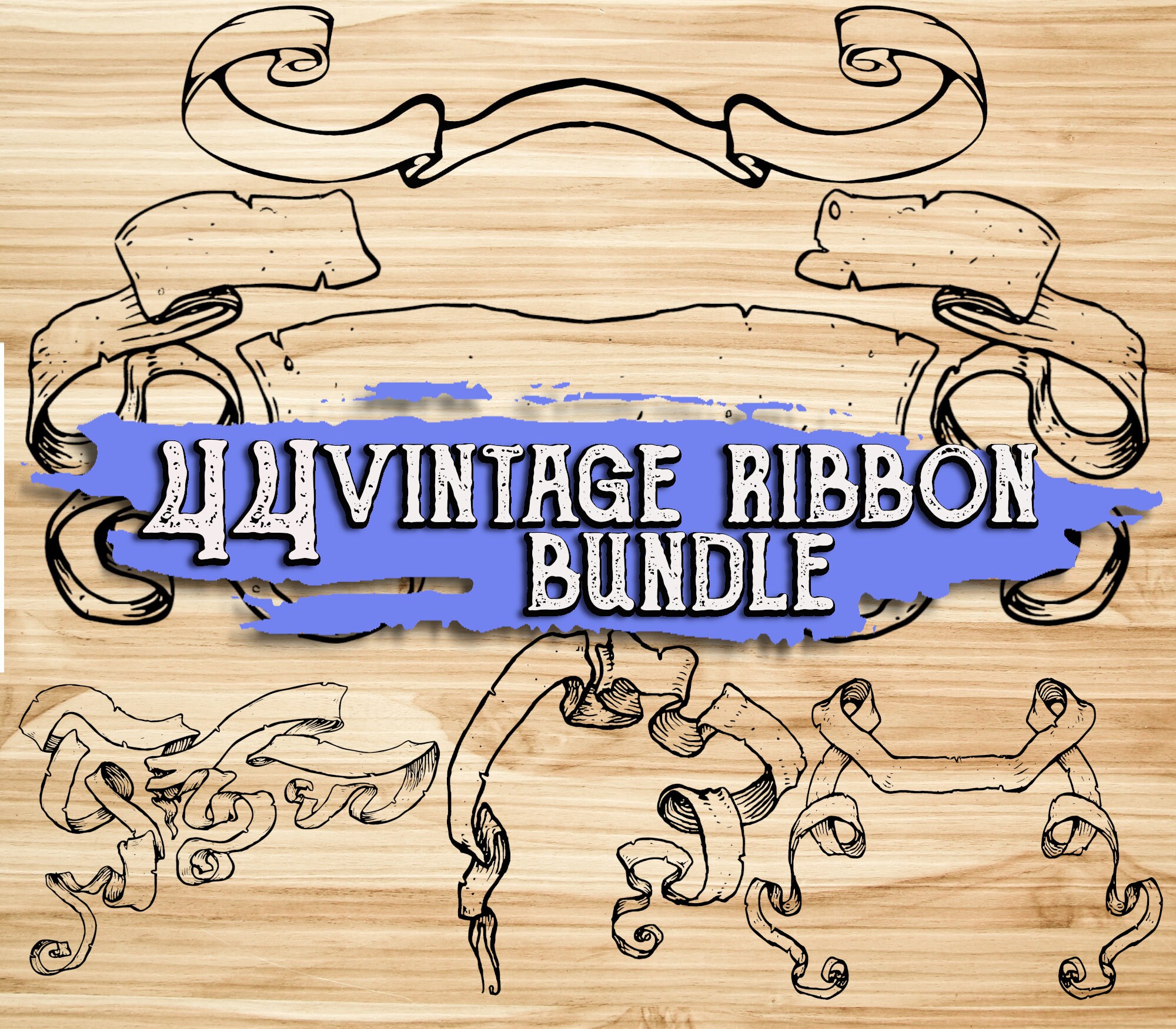 Ribbon SVG Bundle Vintage Ribbon Clipart Rustic Banner Tattoo Laser ...