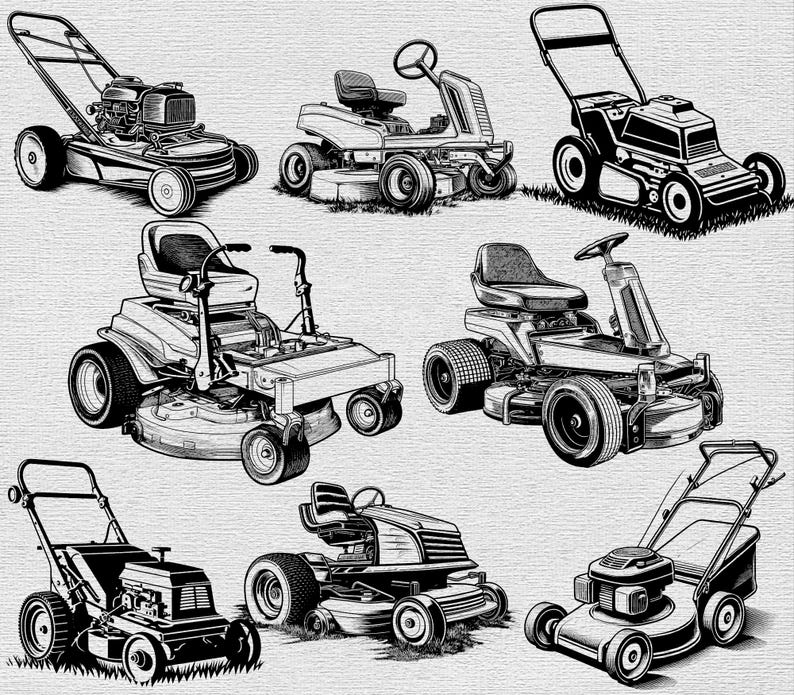 Lawn Mower Bundle for Laser Engraving Push Mower Logo Landscaping ...