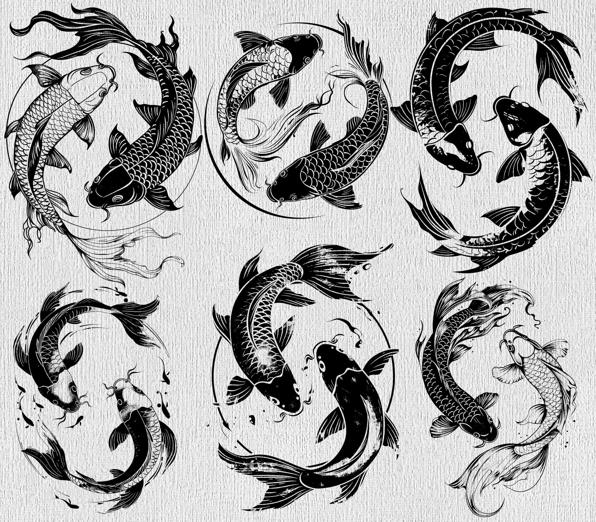Koi Fish Svg Bundle Koi Fish Laser Engraving Exotic Fish Tattoo Carp ...
