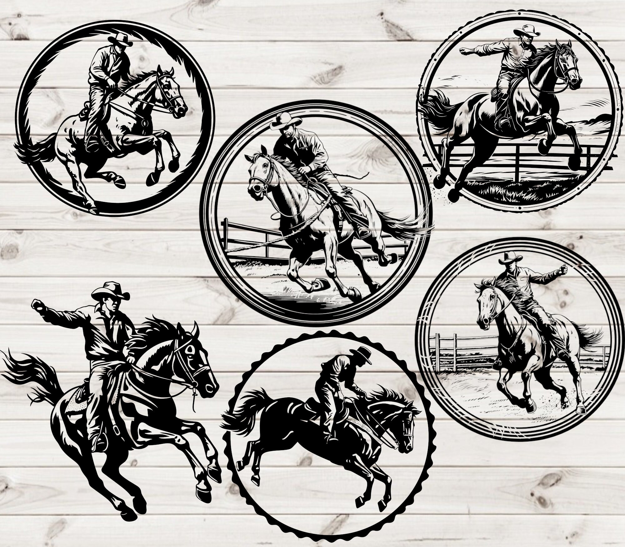 Cowboy Rodeo SVG Bundle: Laser Engraving, Cricut Cut File - Etsy