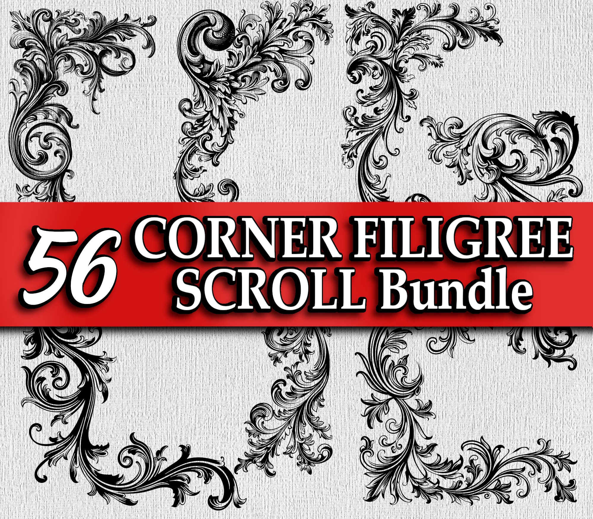 Scroll SVG Bundle Corner Filigree Scroll Vector Cricut Scrollwork ...