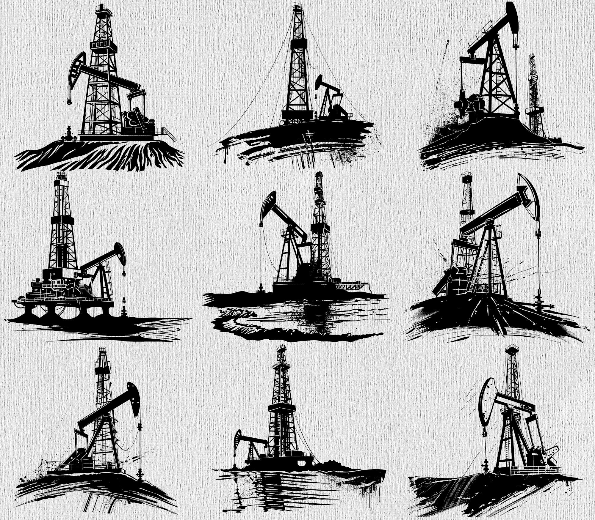 Oil Rig Drill SVG Bundle: Oilfield Vector Graphics (digital Download ...