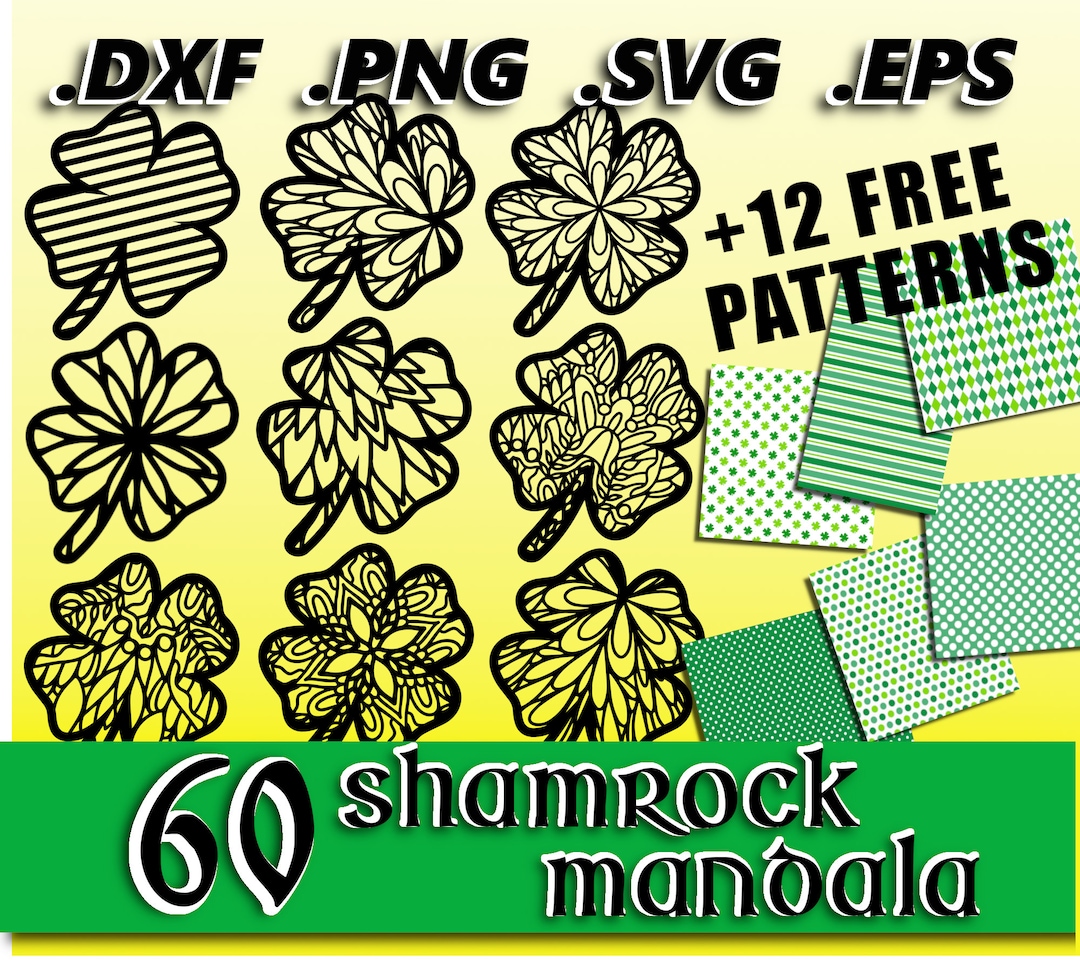 Shamrock Svg Mandala Laser Engraving Bundle St Patricks Day Clover ...