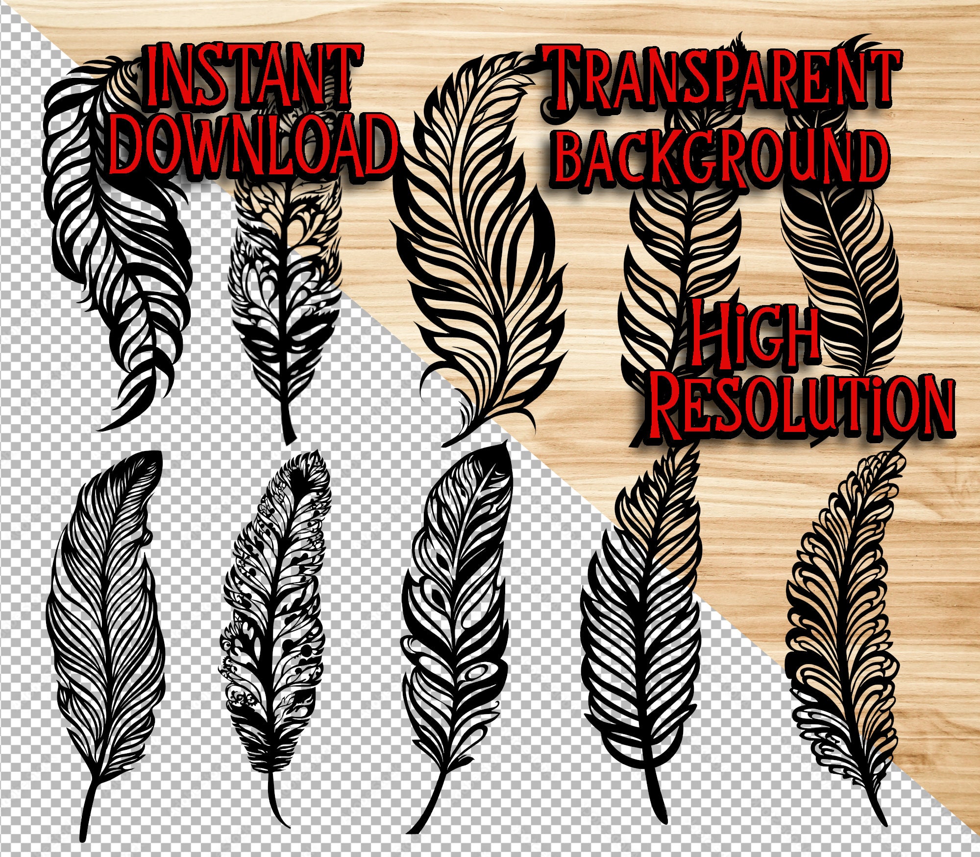 Feather SVG Bundle Tribal Feather Decal Boho Feather Vector Logo ...