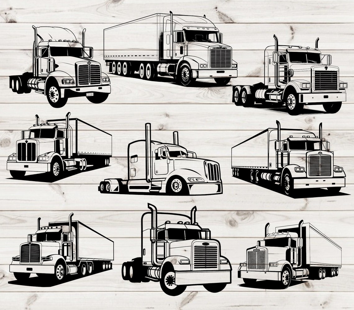 Semi Truck SVG Bundle Trailer Png Tractor Trailer Cut File DXF Semi ...