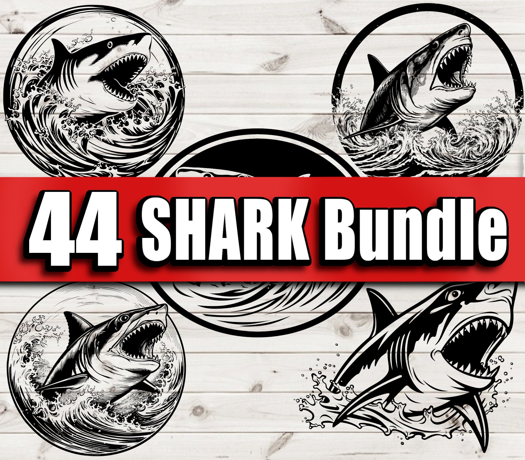 Shark Svg Bundle Bull Shark Printable Clipart Great White Shark Logo ...