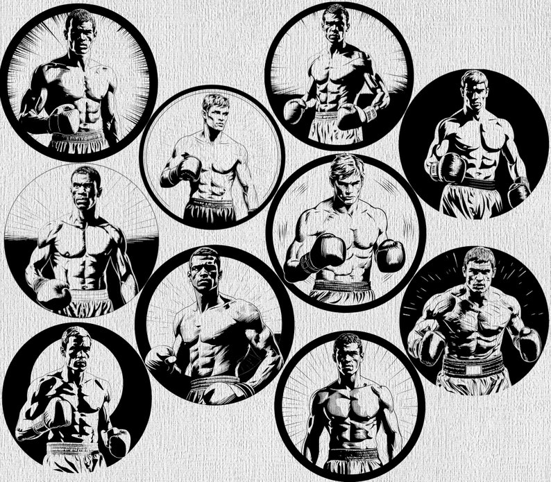 Boxing Fighter SVG Bundle for Engraving | Boxing Clipart, Boxer ...