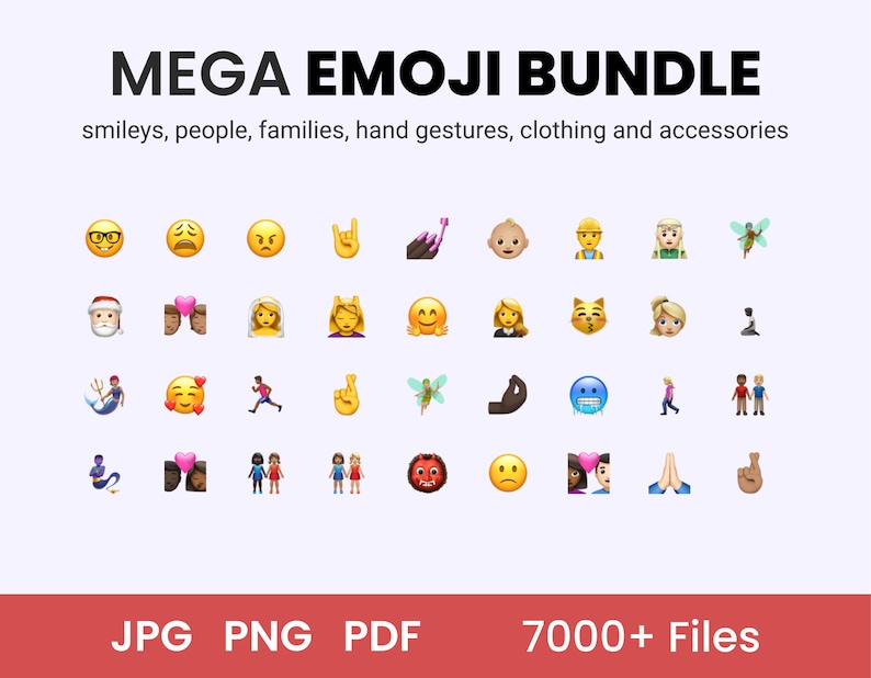 MEGA EMOJI BUNDLE 3000 Emojis / / Smileys, People, Families, Hand ...