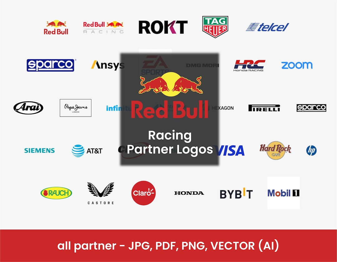 2025 Red Bull Racing F1 Fórmula 1 Logotipos de patrocinadores parceiros Arquivos digitais de ...