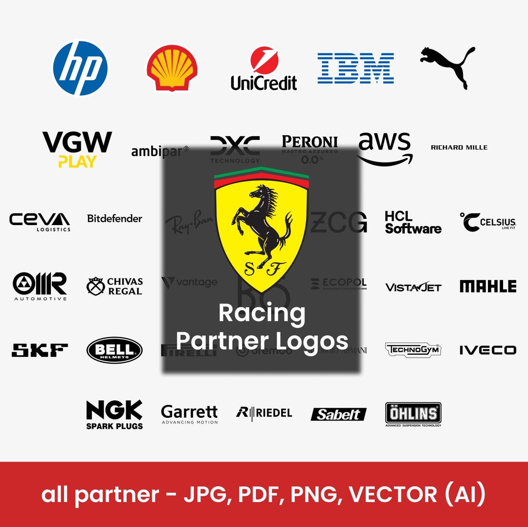 2025 Ferrari F1 Formula 1 - Partner Sponsor Vector Logos - High-quality ...