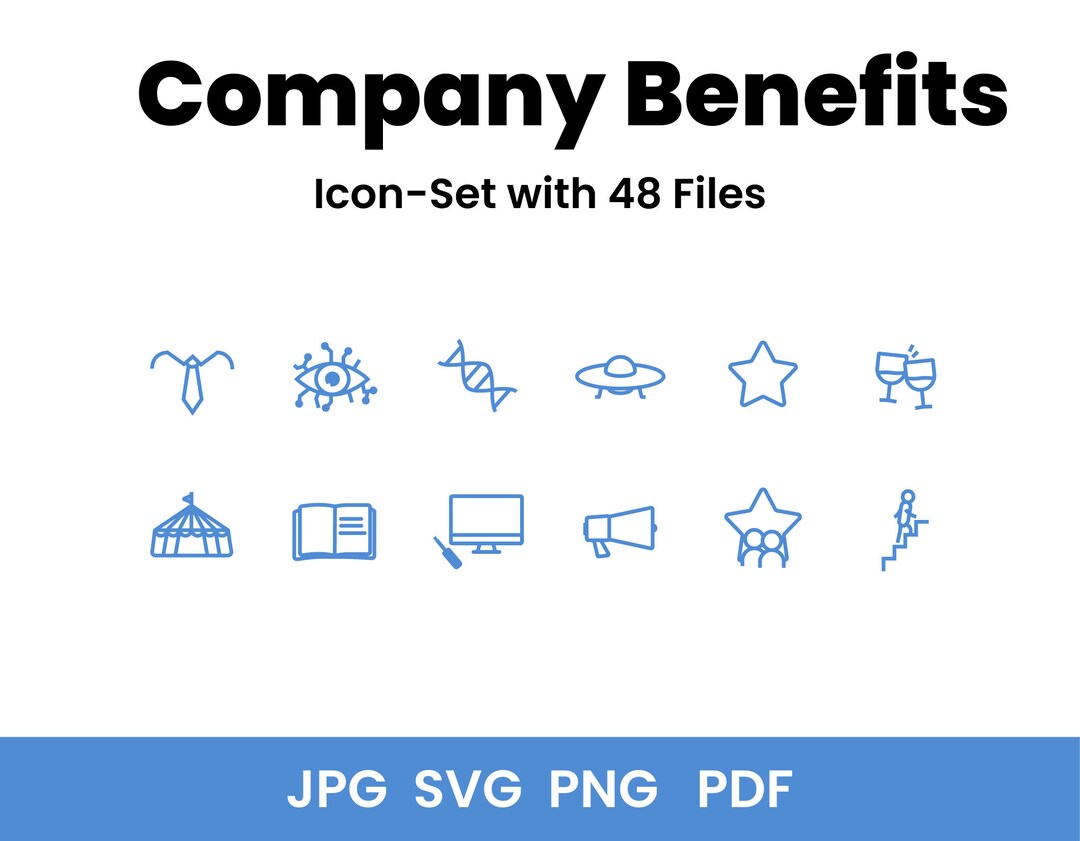 12 Company Benefits Icon-set Jpg, Png, Pdf, Svg Website, Social Media ...