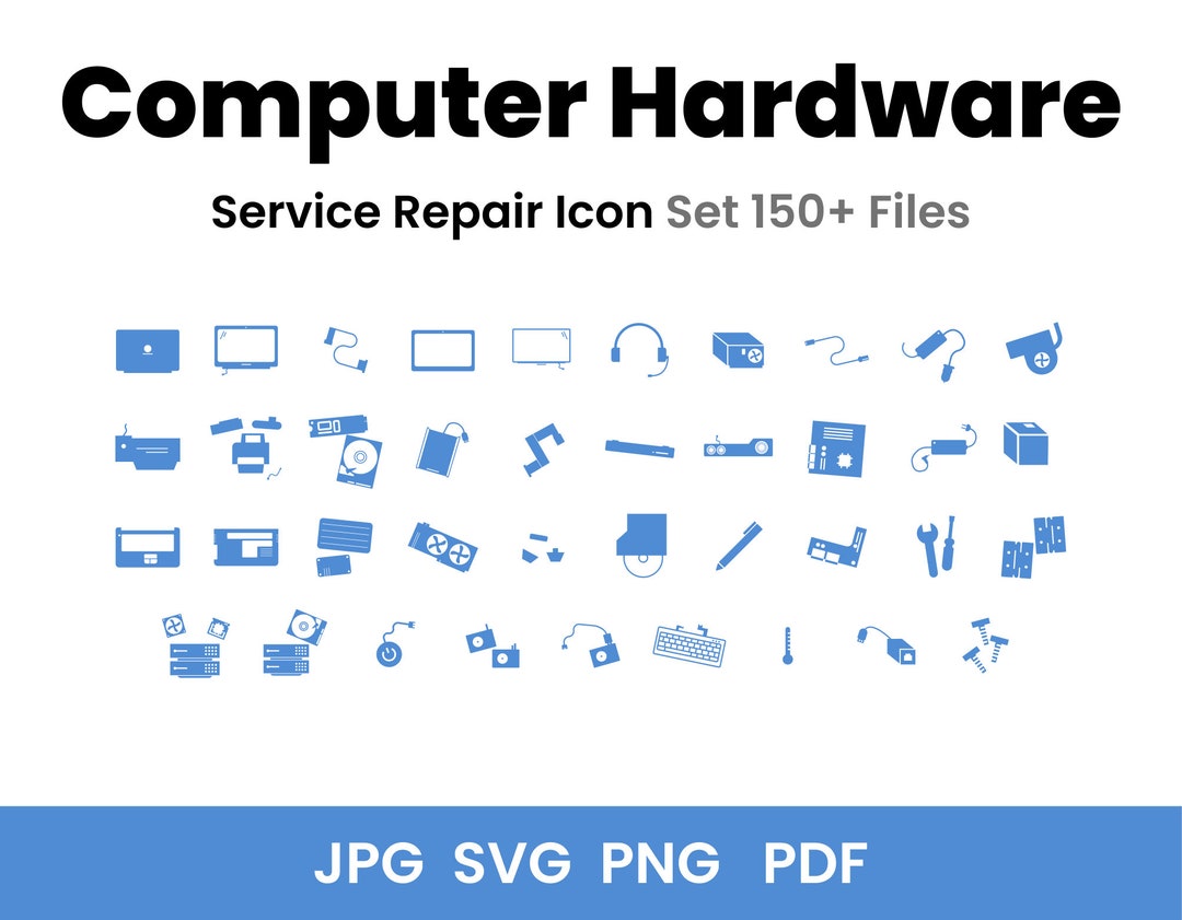 Computer Hardware and Repair Parts Icon-set // Website, Print, Store ...