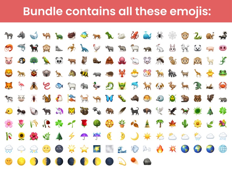 NATURE & PET EMOJI Bundle / 780 Emoji Files / All Pets Emojis and Plant ...