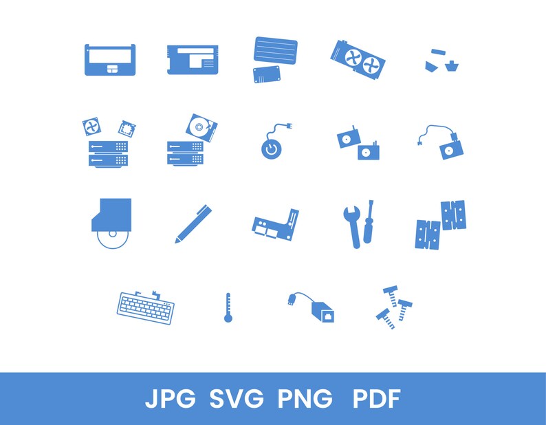 Computer Hardware and Repair Parts Icon-set // Website, Print, Store ...