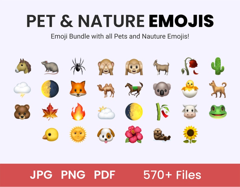 NATURE & PET EMOJI Bundle / 780 Emoji Files / All Pets Emojis and Plant ...