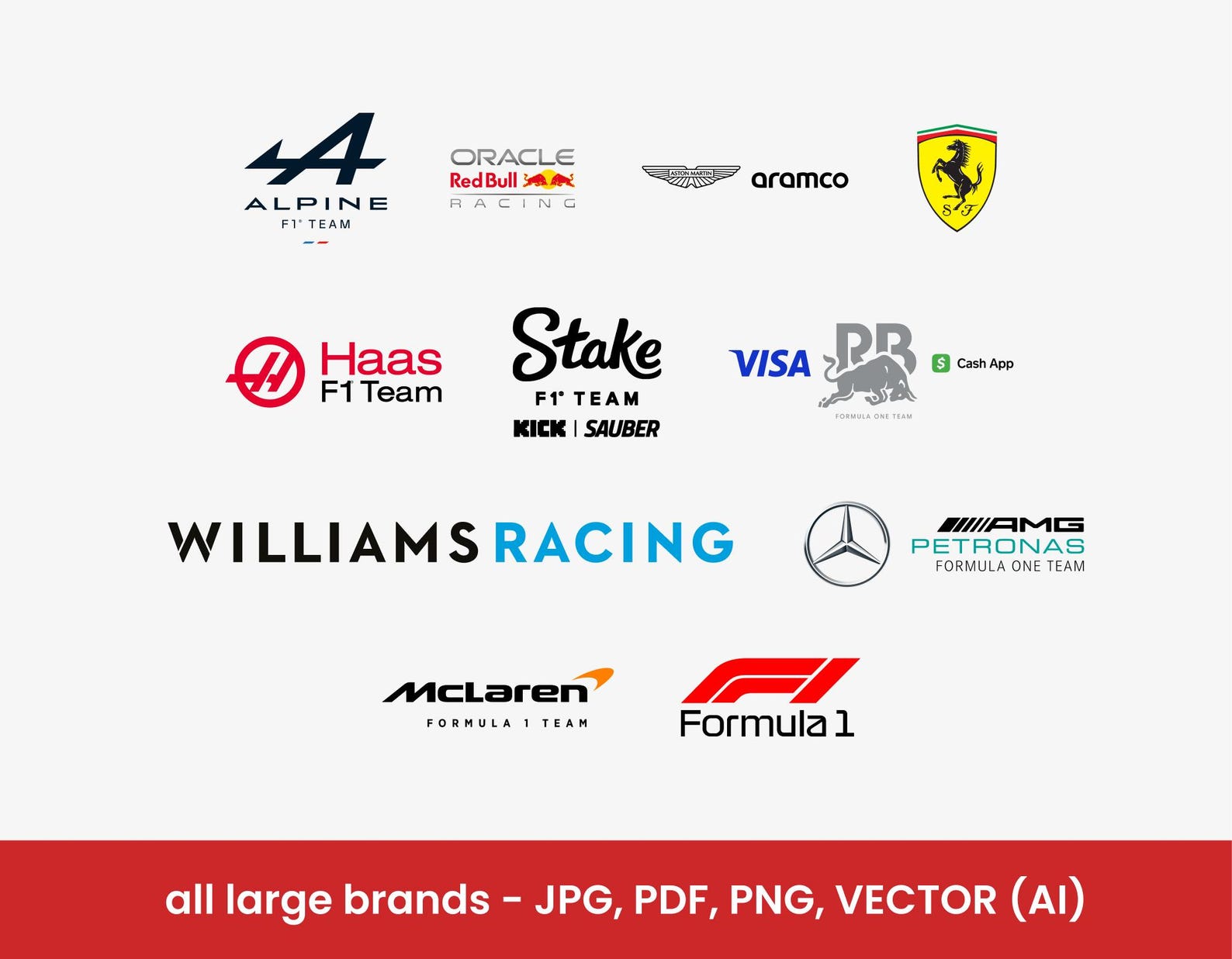 2025 F1 Formula 1 Team Logo Instant Digital Download - Ai, Jpg, Pdf ...
