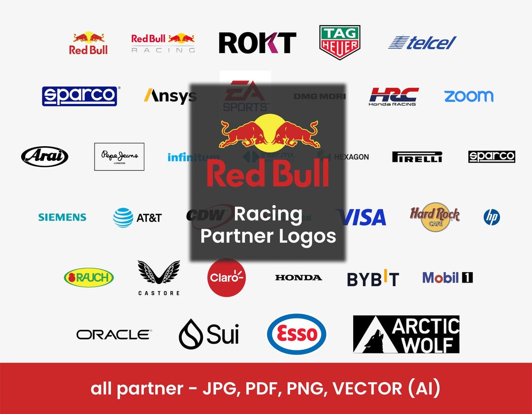 2025 Red Bull Racing F1 Formula 1 - Partner Sponsor Vector Logos - High ...