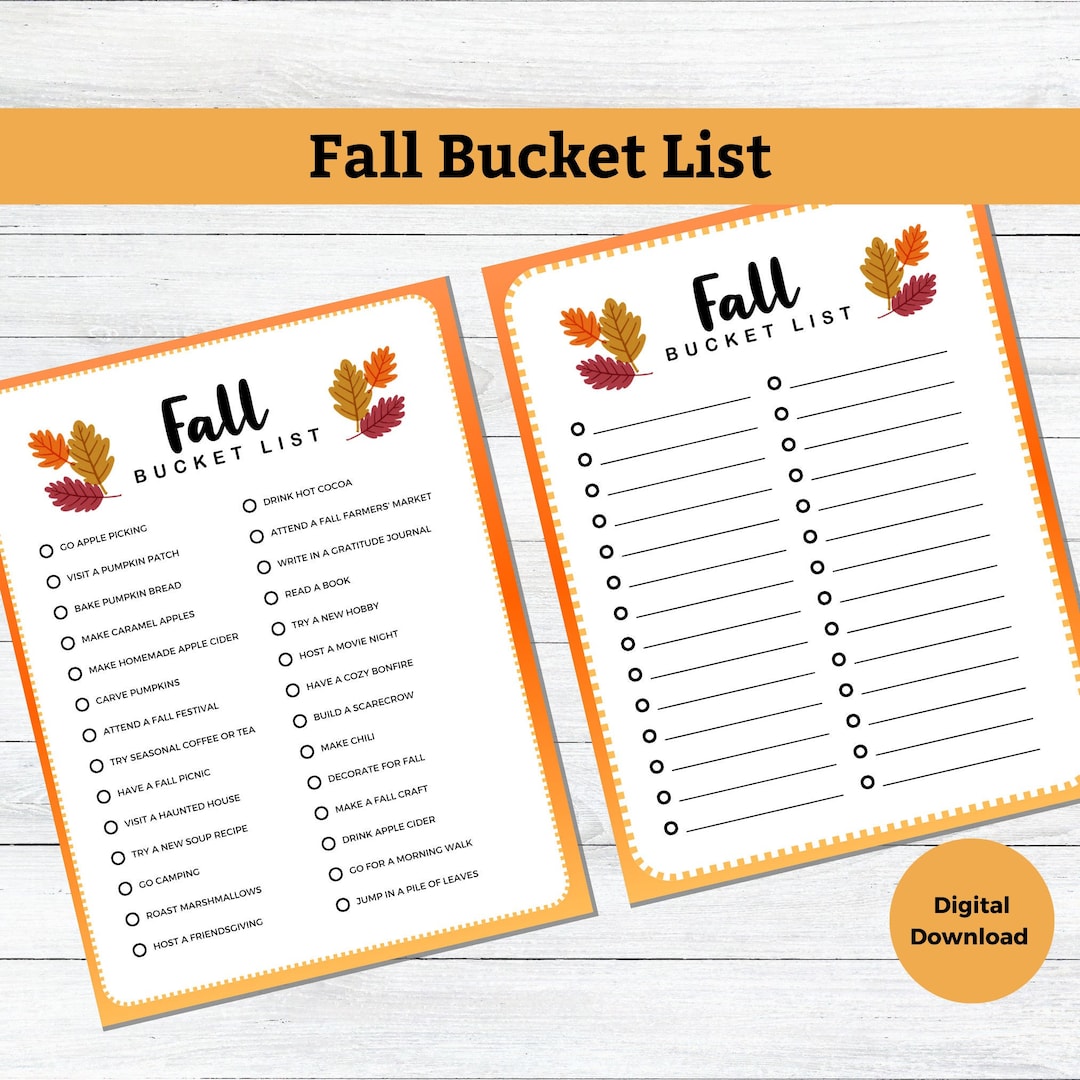 Autumn Bucket List Printable Fall Bucket List Template - Etsy