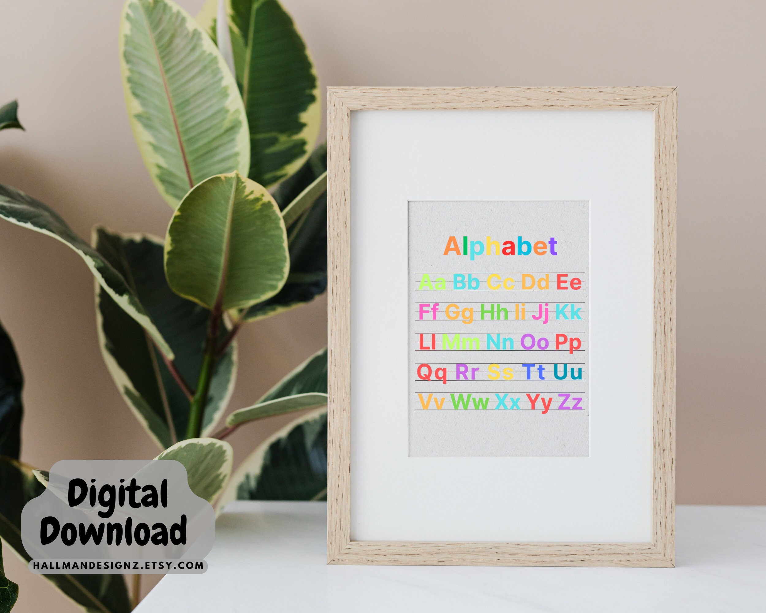 ABC Letter Sign Printable, Alphabet Printable, Nursery Wall Art ...