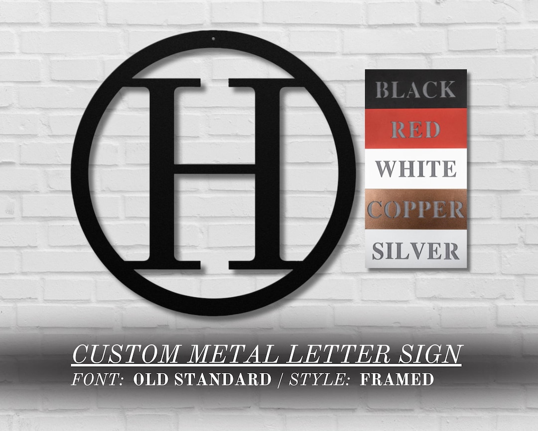 Personalized Metal Letter Sign | Old Standard | Custom Framed Initial ...